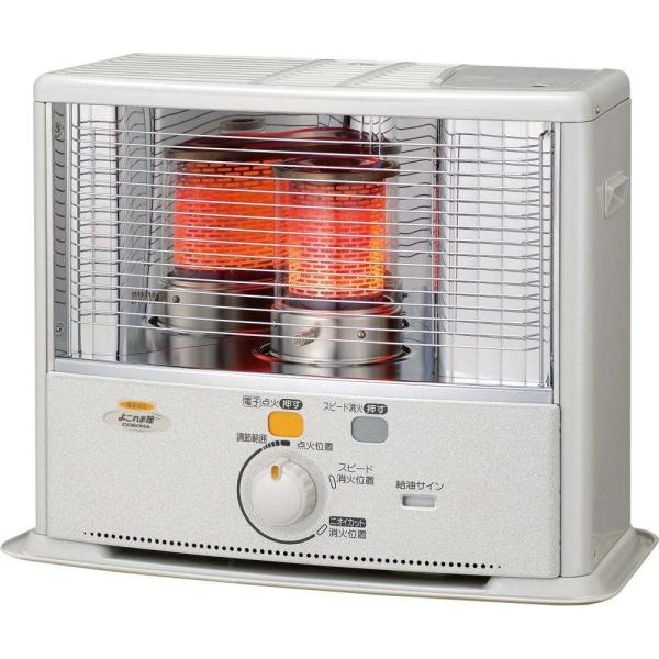 ◇◇ 【特長】 ●ヒーター切れの心配がない電子点火タイプ 【仕様】 ●サイズ（約）：幅61.8×奥行32.4×高さ46.7(cm) ●畳数目安：木造〜8畳　コンクリート〜10畳 ●タンク容量：5.0L ●別売電池：単二形／4個使用 ●燃焼継...