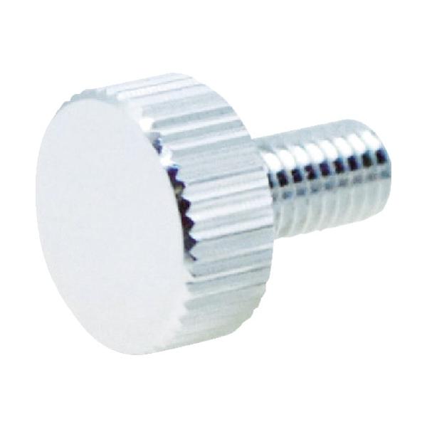 ◇◇ 【特長】 ●装飾用の平小ねじです。 【用途】 ●化粧ねじとして。 【仕様】 ●呼び径d：M6 ●呼び径L：25 ●頭部径(mm)：16 ●厚さ(mm)：6 【材質/仕上】 ●真鍮 ●表面処理：クロームメッキ仕上げ