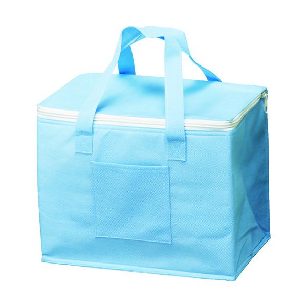 ◇◇ 【特長】 ●丈夫な不織布タイプの保冷バッグです。 ●収納はコンパクトなのに大容量タイプです。 ●軽いので持ち運びに便利です。 【仕様】 ●色：ブルー ●幅(mm)：270 ●奥行(mm)：180 ●高さ(mm)：200 ●容量(L)：...