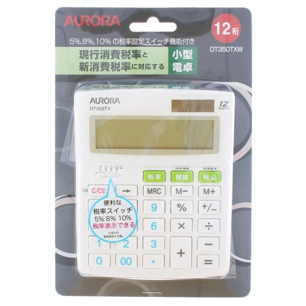 ◇◇ 【サイズ】約幅１００×奥行１２６×高さ２８mm 【特長】 ●現行消費税率と新消費税率に対応する小型電卓 ●5％、8％、10％の税率設定スイッチ機能付 ●12桁 ●中国製