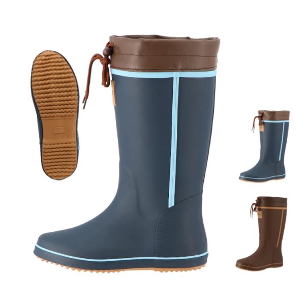 スタンダードなカバー付ロール底タイプのブーツです。■カラー：ネイビー、ブラウン■サイズ：M(23.0〜23.5cm)〜LL(25.0〜25.5cm)■外　寸：31.0cm+カバー4.5cm（Mの場合）吸汗裏布、フラットインソール、ロール底