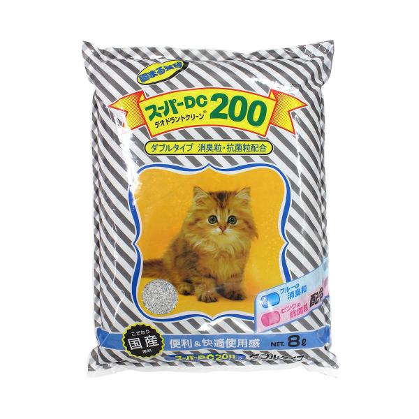 スーパーキャット スーパーDC200 瞬間消臭固めてポイ！ネコちゃんが喜ぶ自然砂形状！抗菌・消臭粒入りで、ニオイや雑菌の繁殖を抑えます！こだわりの国産原料！おしっこを固めるだけではなく、ニオイも同時に密閉。悪臭に悩まされることもありません。...