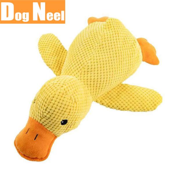 DOG NEEL ドッグニール 犬のおもちゃ ぬいぐるみ あひる 音笛付き S イエロー グァーグァーとアヒルの鳴き声を模した音が鳴るぬいぐるみのおもちゃです。柔らかく肌触りの良いパイナップルベルベット生地に高品質な縫製なのでワンちゃんに安...