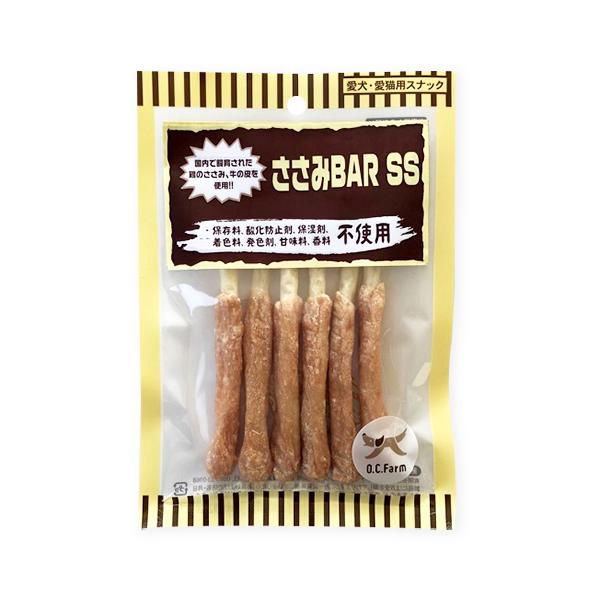 【オーシーファーム 犬用おやつ ささみBAR 国産原料にこだわった国産無添加のおやつです。日本国内で飼育されたささみを日本国内で飼育された牛の牛皮を包むように巻いたスティックバー。】