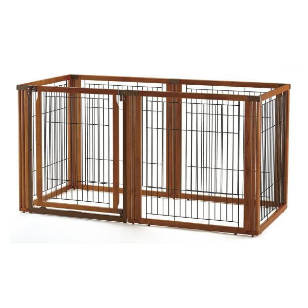 【リッチェル Richell ペット用 木製3WAYサークル 6面 90H 「サークル」「ゲート」「仕切り」1台3役の優れもの！インテリアに調和する木製タイプ。オートロックドアは手前にも奥にも開くことができ、通行がスムーズにできます。パネル...