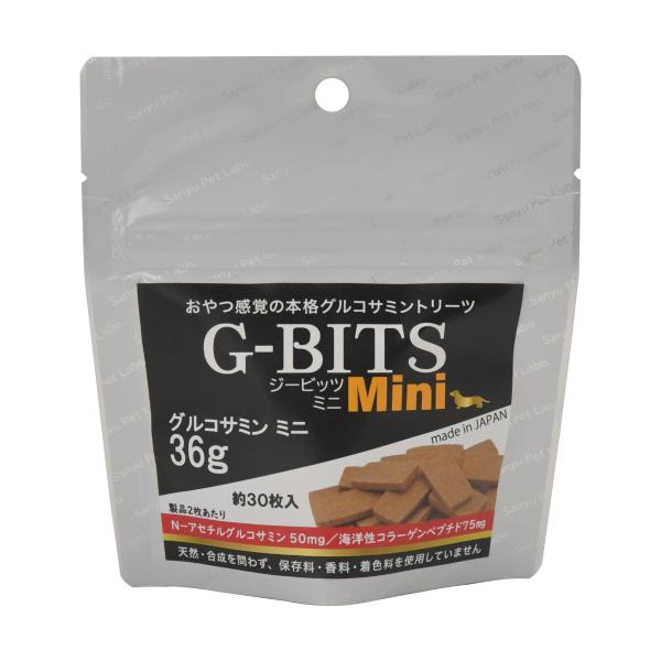 【サンユー ジービッツ G-BITS グルコサミントリーツ ミニ 犬用 安心の国産おやつ。毎日おいしく食べて、関節も健康に！関節ケアを本格的に考えたトリーツです。高温・加熱に弱いグルコサミンの機能成分を損なわないように、特殊な低温乾燥で作っ...