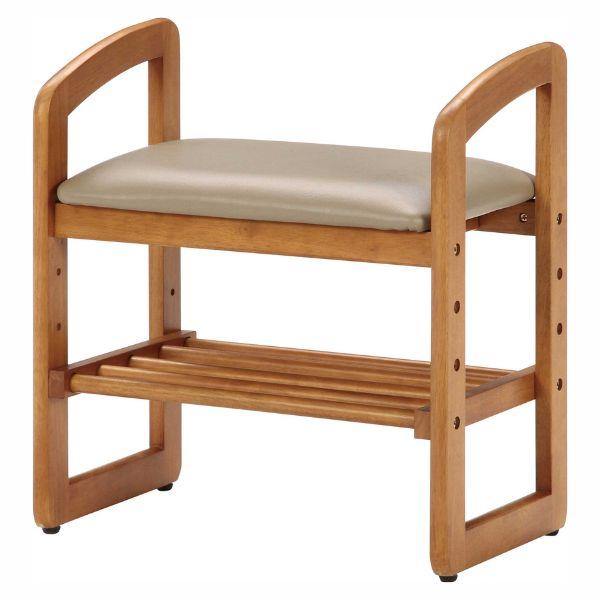 楽な姿勢で靴が履ける便利なチェア。座面は3段階に高さ調節が可能です。商品番号: gen02025商品名: 玄関サポートチェア商品内容: 1個材質: 座面／合成皮革 ウレタンフォーム、フレーム／天然木 ラッカー塗装大きさ: 幅500×奥行30...