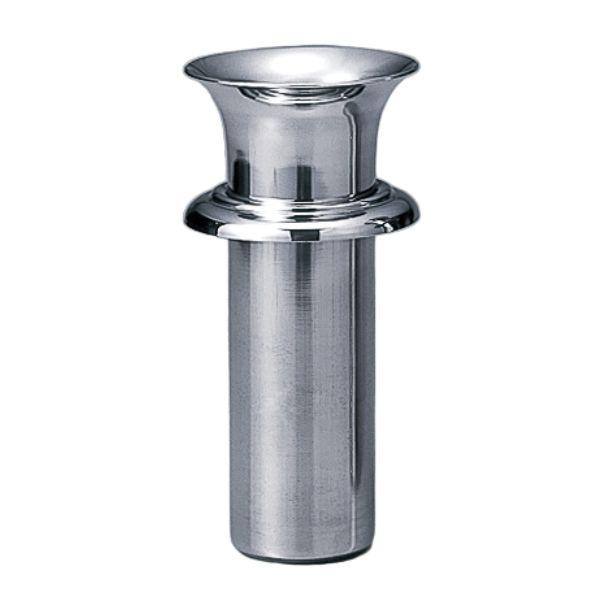 ステンレス製の花立です。石碑の花立用の穴に挿してご使用下さい。１個当たりの値段になりますので、一対お求めのときは２個お買い上げください。商品番号: j2071商品名: ツバ付 花立て 小商品内容: 1個材質: ステンレス大きさ: 78×78...