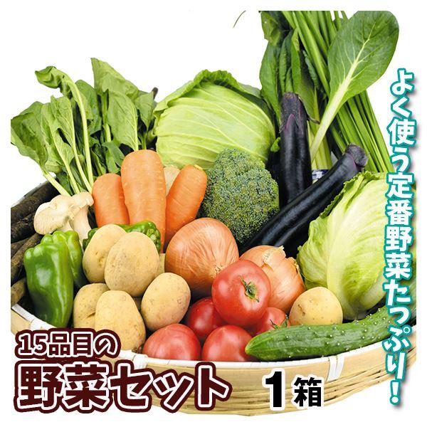 ●商品情報よく使う定番の野菜を15品目厳選してお届け！●内容　【野菜セット内容例】にんじん・キャベツ・レタス・サニーレタス・ほうれん草・水菜・小松菜・エノキ・ぶなしめじ・ナス・ピーマン・トマト・ニラ・青梗菜・しいたけ・きゅうり・ミニトマト・...