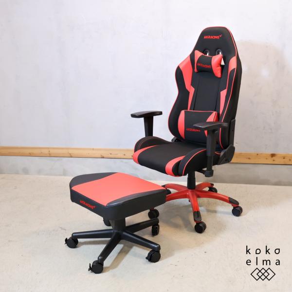 AK RACING(エーケーレーシング) Wolf ゲーミングチェア フットレスト付き。適度なホールド感のある背もたれとリラックスできる形の座面は快適な座り心地。長時間PC作業をする方にもオススメ。