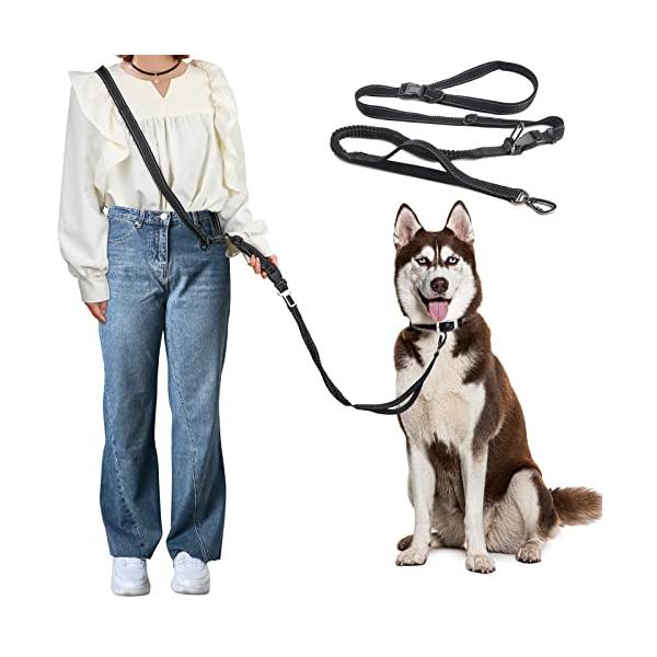 ブラック/ワンサイズ/-・6in1多機能：スタンダードリード、車でシートベルト（シートベルト用のフック付き）、 両手フリーリード（肩掛け、腰巻き）、しつけ用リード、犬用係留リード着用で使用します。・二重ロック：最新型のロックフックを採用し、...