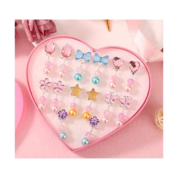 A/-/-・Color:A・内容：イヤリング7 xペア、収納ボックスx1、痛み止めのイヤーパッド付き・材質：アクリルドリル、ボックスの幅約15cm、イヤリングのサイズ約1.5-2.2cm・デザインも豊富でカラーバリエーションも豊富、 親子で...