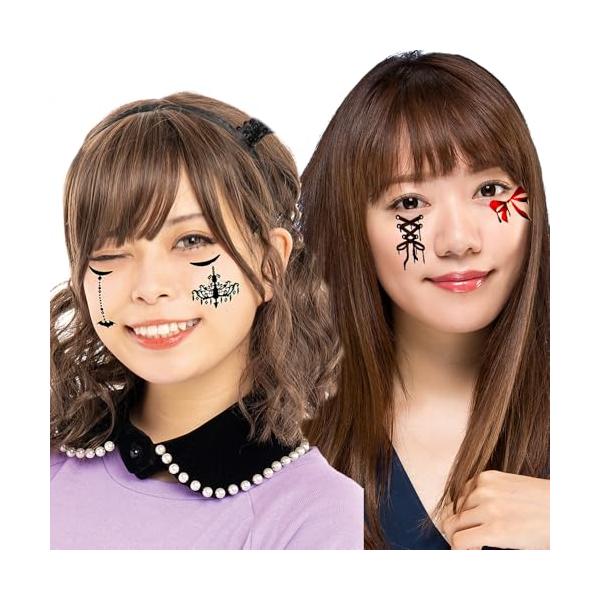 フェイスシールセットC・Style:フェイスシールセットC・涙をテーマにしたぷっくり素材のフェイスシールの２個セットです・貼るだけ簡単アイメイクの完成・Ribbon デザインキュートとダークな雰囲気の両方をもったデザインで、どのハロウィン仮...