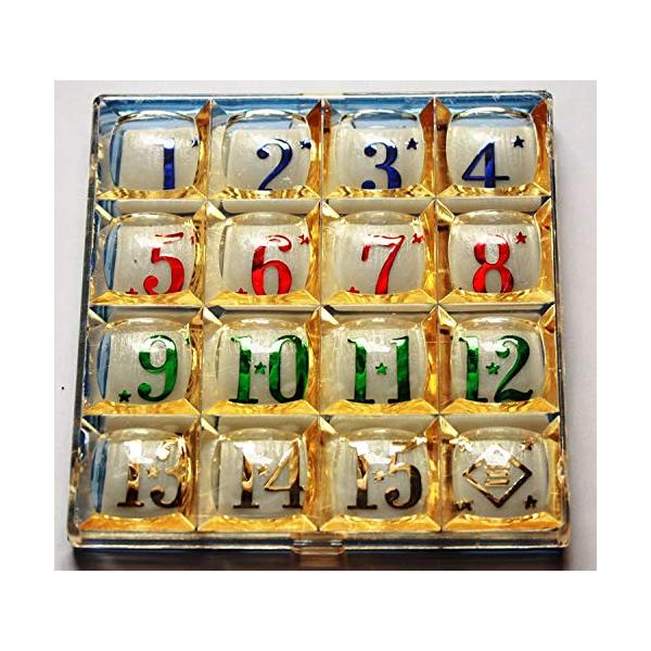 -/-/15・パッケージ個数:1・昔懐かしの15ゲームです。・1か所外し、1から15になる様、数字部分をスライドさせていきます。・知能発達に大変優れています。・商品サイズ 縦8cm×横8cm×厚み1cm・注意 数字の色部分や外パッケージの色...