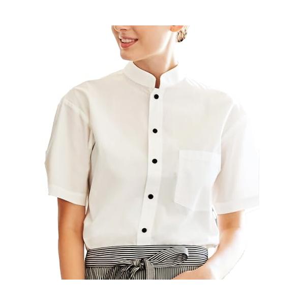 スタンドカラーシャツC-1 ホワイト/SS/EP6840・Size:SSColor:C-1 ホワイト・パッケージ個数:1・制服や衣裳、インナーとしても使えるスタンドカラー×黒ボタンでスタイリッシュなシャツ。・落ち着いた全5色のカラー展開。・...