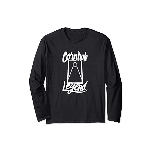 ブラック/S/-・Cornhole Legend - Bean Bag Toss Game Corn Hole Quote Saying - Board Silhouette Drawing Image・長袖tシャツ
