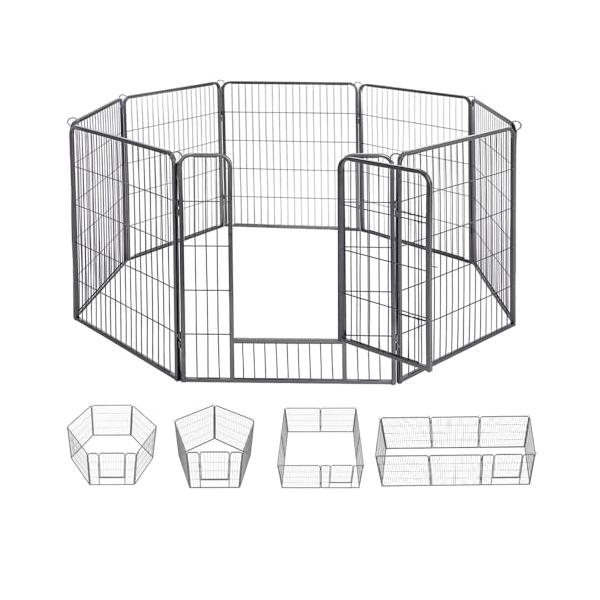 高さ80cm-8枚 シルバーブラックblack/-/pf-13213・Style:高さ80cm-8枚 シルバーブラック・高品質の金属材料―ペットサークルは高品質の金属材料で作られており、錆や変形を防ぎます、長寿命と優れ。安定な構造に広い空間...