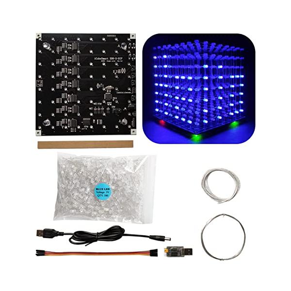ブルー/3D8C-BLUE-JP/-・Size:3D8C-BLUE-JP・商品の用途 これはDIY 3D LEDキューブライトキットです。512個ブルーLEDライトにキューブを組み合わせで、色々な華々しいライト動画が現れます。学生たちはこれ...