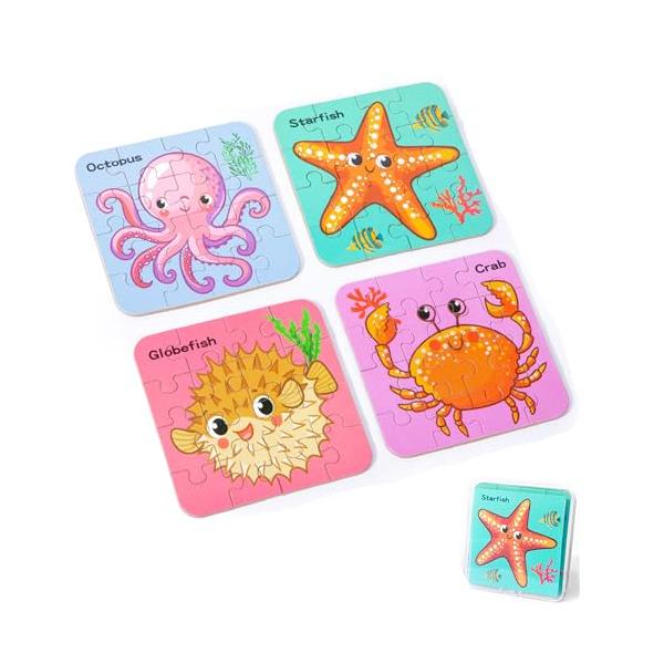 海洋生物A・Style:海洋生物A・製品仕様この ジグソーパズル 子供 のサイズは9.9×9.9×0.3センチで 重さは約120グラムです 7種類の 木製パズル からお選びいただけます 作業車 昆虫 果物 野菜 交通 海洋生物 動物がありま...