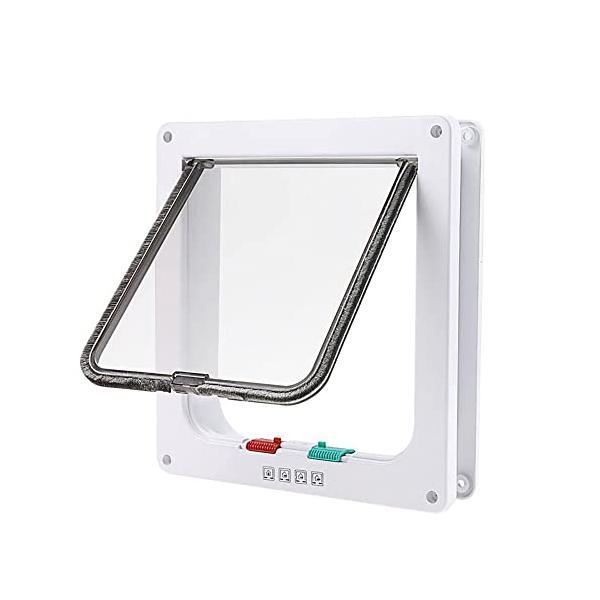 ホワイト/-/PD03・Color:ホワイト・パッケージ個数:1・猫・犬用ペットドア キャットドア。取り付けネジ、両面粘着テープと当店(NETKEY)独自の日本語取扱説明書付き。・サイズ：25×23.5×5.5cm(外寸) 21×19cm(...