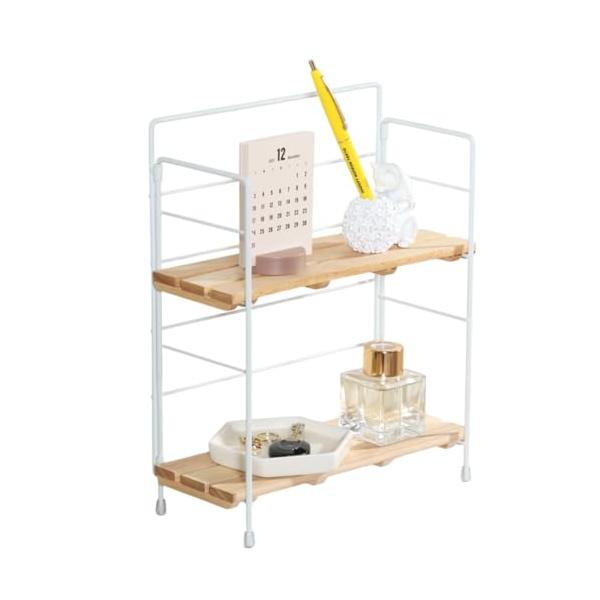 ノーマルナチュラル×ホワイト/ノーマル/55002・Color:ナチュラル×ホワイトSize:ノーマル・パッケージ個数:1・開いてパタッとのせるだけ 高さ調整可能な折りたたみラック・サイズ:幅24×奥行10.5×高さ29.5cm・本体重量:...