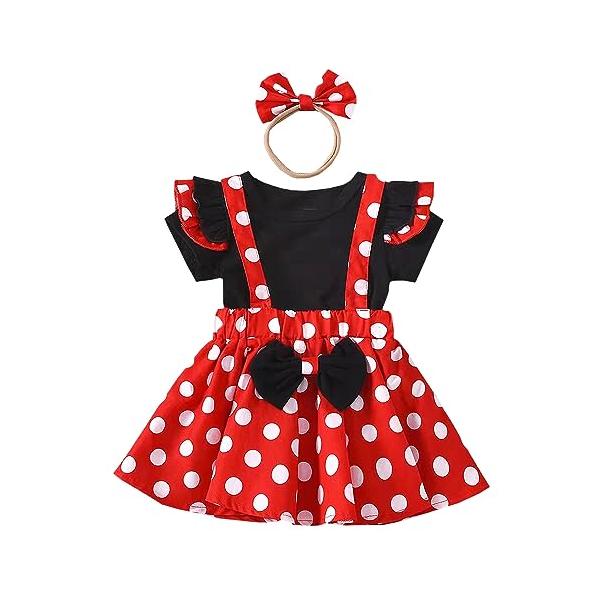 レッド/120/-・Size:120・セット内容：カチューシャ、トップス、スカート。・ミニーマウスになる人気キャラクター「ミニーマウス」の子供用コスチュームです。フリルが付いた赤と白のドット柄のドレス＆ヘッドピースがとてもキュート可愛く着こ...