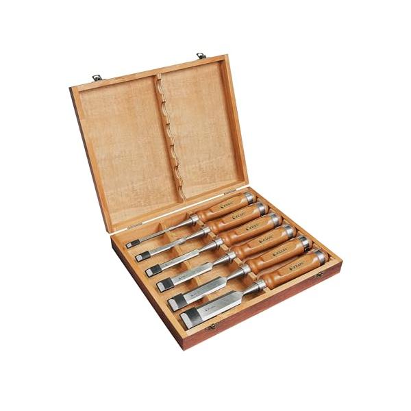 型ブラウン/-/-・Style:型・パッケージ個数:6・6本組使用頻度が高いノミ６本セット（6/10/12/16/20/25mm）、鋭い切れ味で幅広い作業に使用できます。・CR-Vクロムバナジウム合金鋼を使用し、高い耐磨耗性と熱処理した後に...