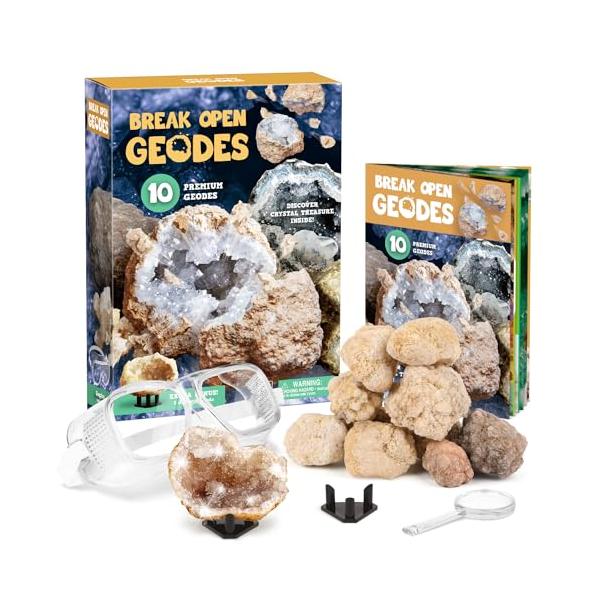 ジオード/-/-・XXTOYS水晶ジオード：天然ジオード10個を割って、中に隠れている水晶を発見してくださいゴーグルをかけて、それらを割れる過程の中で、あなたの目を保護することができます拡大鏡を使って、詳しく研究することができます二つのディ...