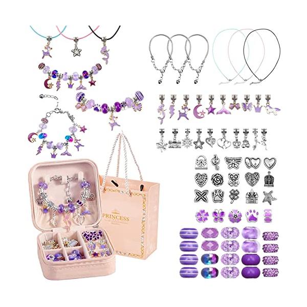 パープル/-/-・Color:パープル・セット内容60個様々なかわいいチャームがセットになっている、また基本的なブレスレット3本、ネックレス紐3本が付属、女の子が喜ぶようなアクセサリーが簡単に作れるおしゃれを持ち始めた子どもに向けています。...
