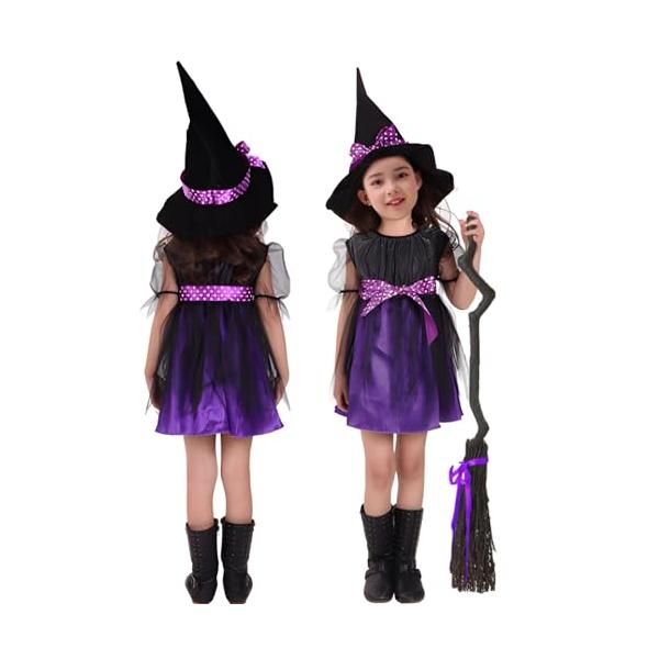 パープル/90/-・Size:90Color:パープル・ハロウィンコスプレ衣装魔女服3点セット：まじょドレス++リボンベルト・素材：ポリエステル・??ハロウィンコスプレ衣装：ハロウィン魔女イメージのコスプレ衣装です。質が良いポリエステル素材...