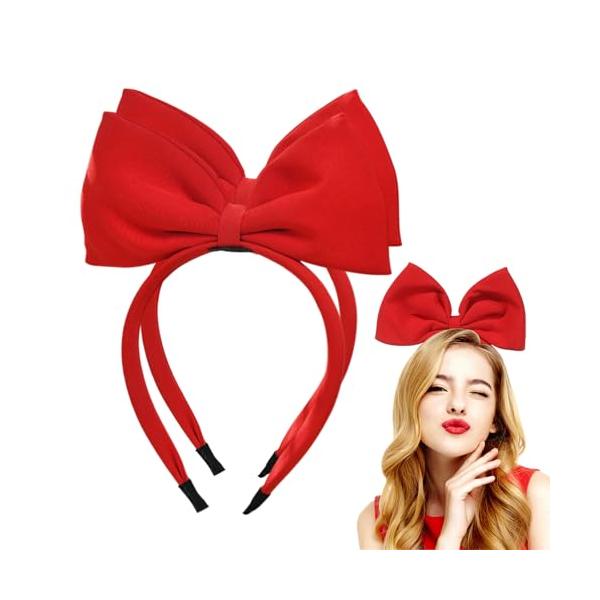レッド2個入り/-/J01F・バウカチューシャビッグヘアボウサイズは16 * 9cmリボン部分）13cm（カチューシャ直径）伸び性良く、大人、子供が着用できる大きさです。・快適なデザインヘッド部分が柔らかいので長時間着用しても頭が痛くなりに...