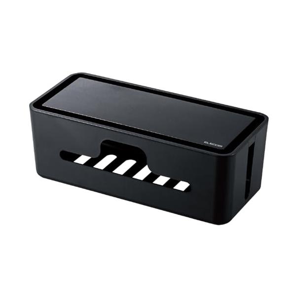 ケーブルボックスブラック/2) 6個口タップ収納/スマホスタンド付/EKC-BOX003BK・Color:ブラックSize:2) 6個口タップ収納/スマホスタンド付・パッケージ個数:1・デスクの上のケーブルや端末をスッキリ整理できる、コンパ...