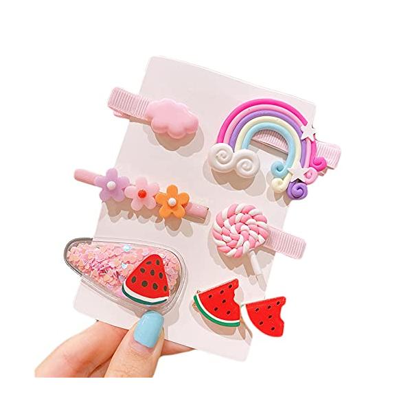 01#スイカ風/-/-・Color:01#スイカ風・素材：樹脂、メタル、そのほか・ベビーから大人キッズ向けの可愛いいお花、果物などカラフルのヘアクリップです。髪の毛柔らかくて少ない赤ちゃんがこれをつけて瞬間女の子らしいキュートになります。・...