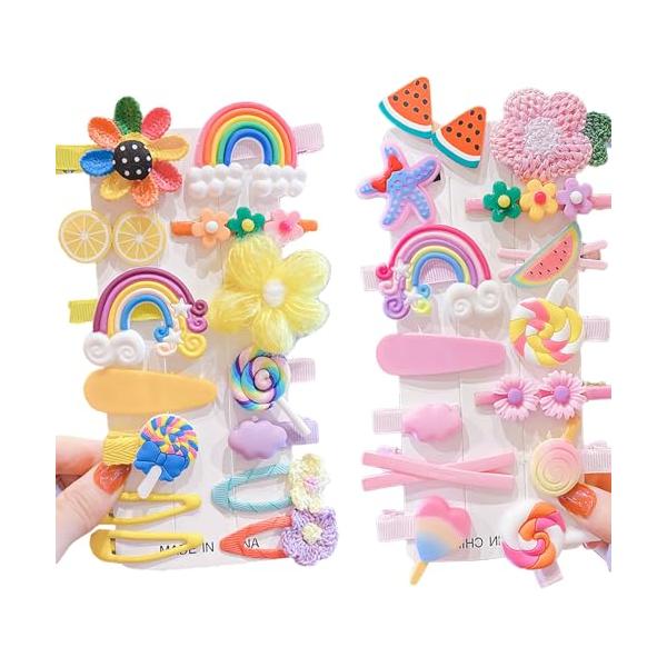 カジュアルA/-/-・Color:A・28点の豪華ヘアゴムセット- 虹、ウサギ、フラワーズ、蝶結び、ハート、雲など様々なデザインの28点がセットになったヘアピンです。お子様のお気に入りのヘアアクセサリーを幅広く提供し、好きなデザインを選ぶ楽...