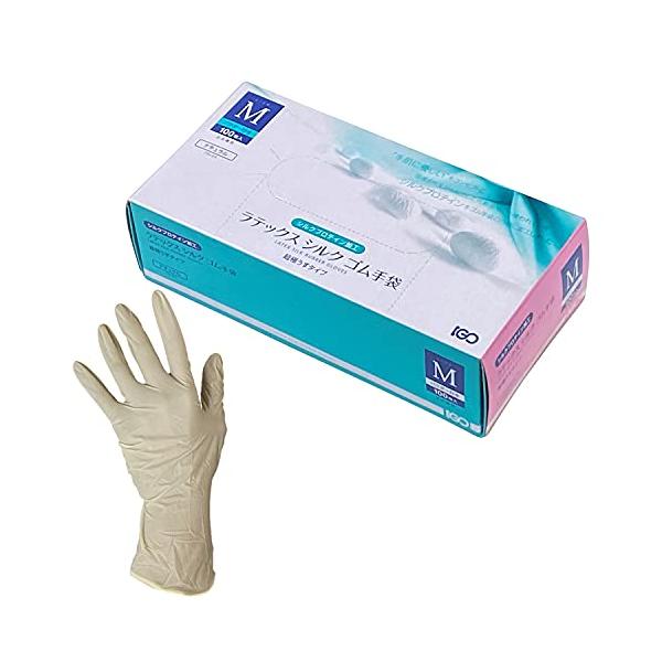 -/M/LX-PD-03・Size:M・パッケージ個数:1・入数100枚 仕様左右両手・サイズM（全長24cm・中指の長さ8.0cm・手のひら周り9.5cm）・特長パウダー付き（粉付き）・カラーナチュラル・素材天然ゴム製