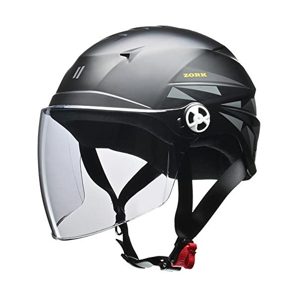 ハーフサイズマットブラック/ワンサイズ/ZORK・Color:マットブラックPatternName:単品・パッケージ個数:1・サイズ:大きめフリー(頭囲60〜62cm未満)・規格:PSC・SG(125cc以下用)・着脱、調整が容易なラチェッ...