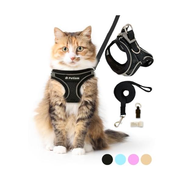 ブラック/S/petiam・Size:SColor:ブラック・?Instagramでも大人気猫ちゃんのお出かけに猫用ハーネス・?病院・災害・猫ちゃんの気分転換など、マルチに使える猫用リードです。・?マジックテープとバックルのダブルロック式だ...