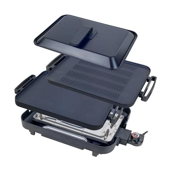 7)リバーシブル平面/焼肉プレートブラック/-/YHM-SW130(T)・パッケージ個数:1・プレートは1枚なのに2役平面プレートと波型プレートがリバーシブルで使える1枚2役のホットプレート。用途ごとのプレートじゃなく、リバーシブル仕様にし...