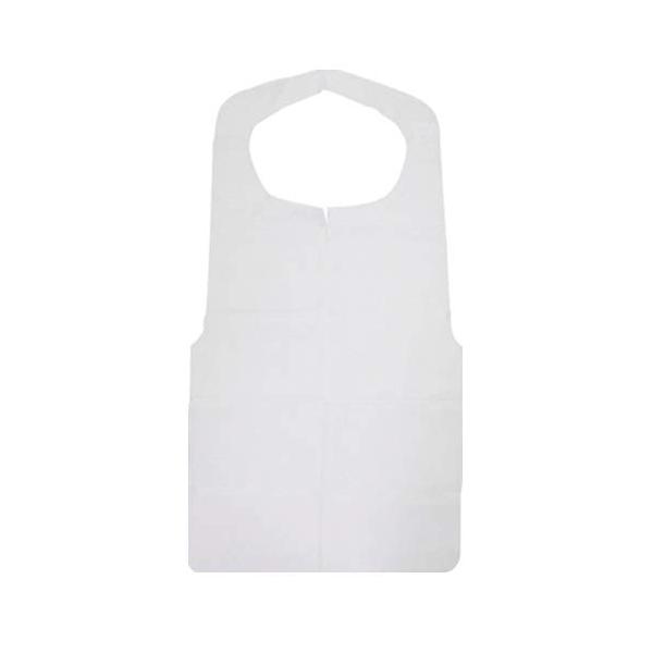 ビブホワイト/Free Size/-・ソフトな肌触りの使い捨てエプロンです。・材質：不織布・サイズ：天地720mm、着丈530mm、身幅390mm・入り数：100枚