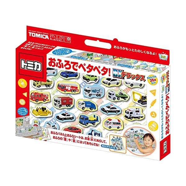 大人気のトミカ おふろでペタペタ DX デラックスの2020年リニューアル版です。・セット内容・おふろパネル 35個 / おかたづけネット 1個・マップシート 2枚（幅：46cm × 高さ：31.5cm）・パズルシート 1枚（幅：59cm ...