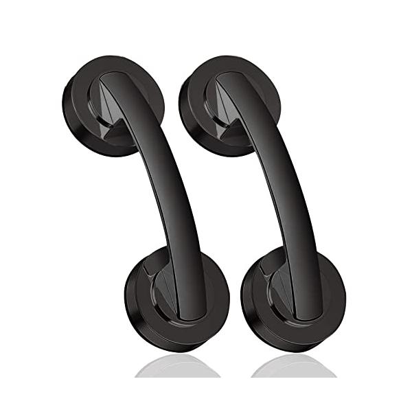 ブラック/-/-・Color:ブラック・負荷が強いサイズ:約L19.5ｘW6.5ｘH4.5cm。重さ:90ｇ。素材:取っ手:ABS樹脂、吸盤:PVC+ ABS。耐荷重:垂直時水平時約15kg。・穴を開けなく吸盤??:真空圧で超強力な吸盤をさ...