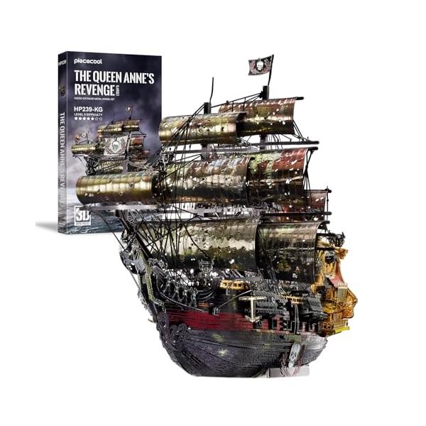 アン女王の復讐号・Style:アン女王の復讐号・難易度：、ピース数：439pcs、完成品サイズ：L19.5cm×W6.5cm×H16cm・金属素材で作られ、完成品の質感がアプ加工性に優れており、汎用性の高いSUS430ステンレス鋼が採用され...