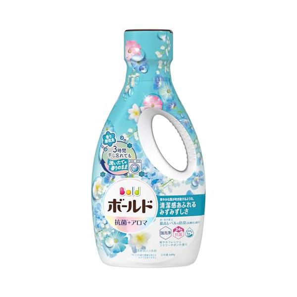 ブルー/-/-・パッケージ個数:1・フレッシュフラワーサボンの香り・抗菌+アロマ・強洗浄ですすぎ1回でOK・24h抗菌・洗濯洗剤のボールドジェルはレノアHAPINESS共同開発