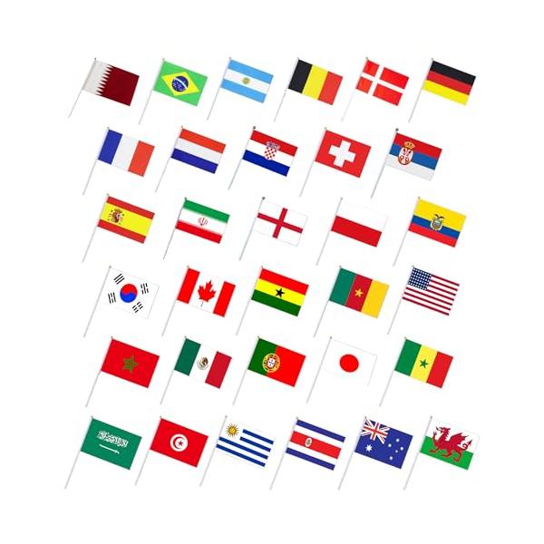 マルチカラー/-/-・コンパクトな32ヶ国の国旗手旗セット：約14×21cmサイズの丈夫で色あせしにくい国旗手旗32本セットです。32ヶ国1本ずつの手旗は、コンパクトで携帯しやすく、応援だけでなく国のアピールにも役立ちます。・スポーツ観戦や...