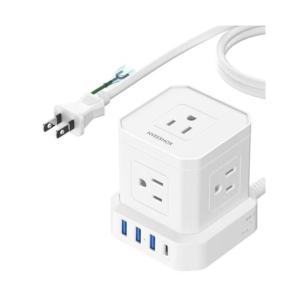 ホワイト/-/-・Color:ホワイト・パッケージ個数:1・Type-C付き電源タップ 5個のACプラグと3つのUSB-Aポート、さらに1つの最新のUSB-Cポートを搭載しています。これにより、急速充電も可能となります。USB-CとUSB-...