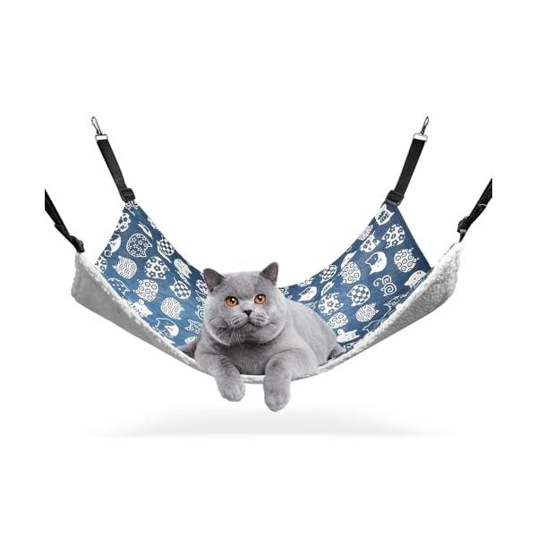 ブルー 猫/56L x 48W x 3H cm/-・Color:ブルー 猫・パッケージ個数:1・「大きめサイズ猫ちゃんに対応」猫ハンモックのサイズ：約56ｘ48cm、適応体重は10kgまで。なので、中型猫と大型猫に適用しています。普通サイズ...