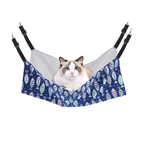 魚柄/L/-・Color:魚柄・パッケージ個数:1・最新デザイン猫が好むたくさんの魚と小さな三角形模様を精選する，高級感を溢れて，猫の生活に色彩を増やします。ハンモックの両面とも優れた帆布生地が採用されている，四隅に縫製でとても頑丈です，ベ...