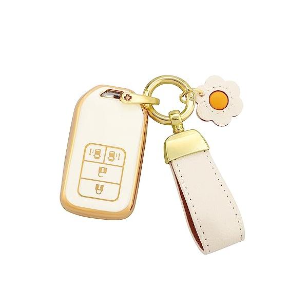 ゴールド/-/4ボタン・Model:4ボタン・ホンダ4ボタン鍵に対応キーカバーアコード ハイブリッド / インサイト / オデッセイ / シビックセダン / シャトル / ステップ ワゴン / フリード / グレイス / ジェイド / ヴェ...