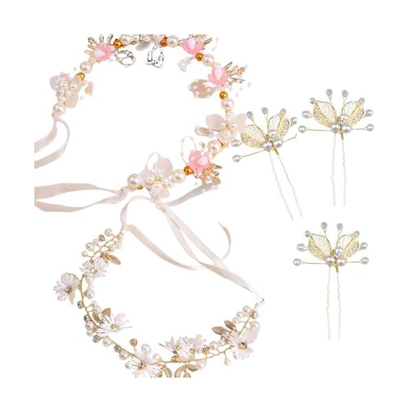 ピンク/F/-・Color:ピンク・セット内容3種類セット。お花カチューシャ*2、Uピンヘア髪飾り*3。・サイズお花カチューシャ：35cm*5cm（ピンク）、 29cm*4.5cm（ホワイト）、 Uピンヘア髪飾り9cm*5cm。・素材樹脂パ...