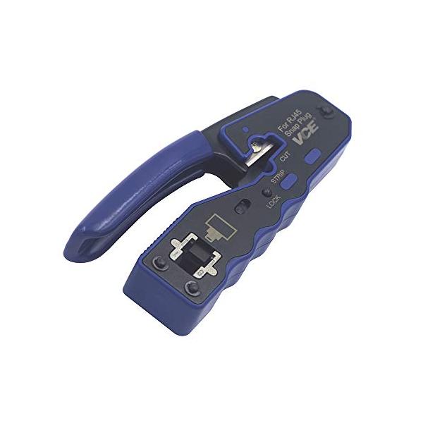 黒＋青/-/-・貫通式RJ45コネクタ対応：穴あきのような貫通型RJ45コネクタを圧着中、余分なワイヤーを綺麗に切断できるかしめ工具です。配線がスッキリになって、素人でも簡単的に作業できる。・多機能：外皮を剥き、ワイヤーカット、ストリップ、...